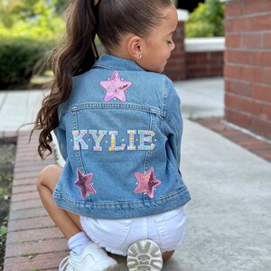 Personalized Girls Denim Jacket, Crystal Jacket, Name Jacket, Custom ...