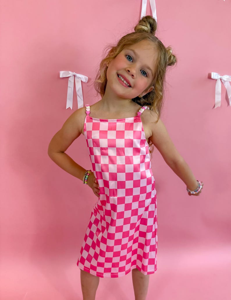 Girls Pink Dress, Girls Summer Dress, Girls Dress, Girls Checkered ...