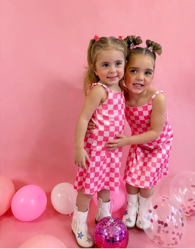 Girls Pink Dress, Girls Summer Dress, Girls Dress, Girls Checkered ...
