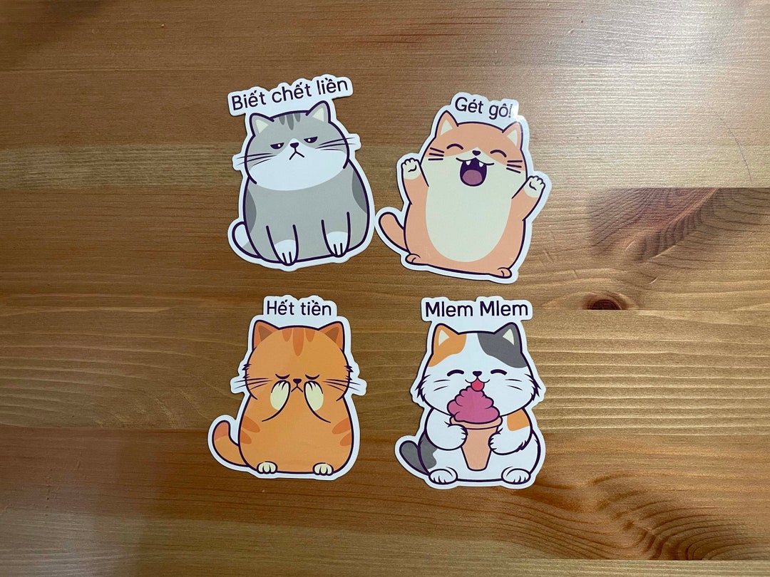 Vietnamese Funny Cat Sticker Pack Vietnamese Humor Sticker Funny ...
