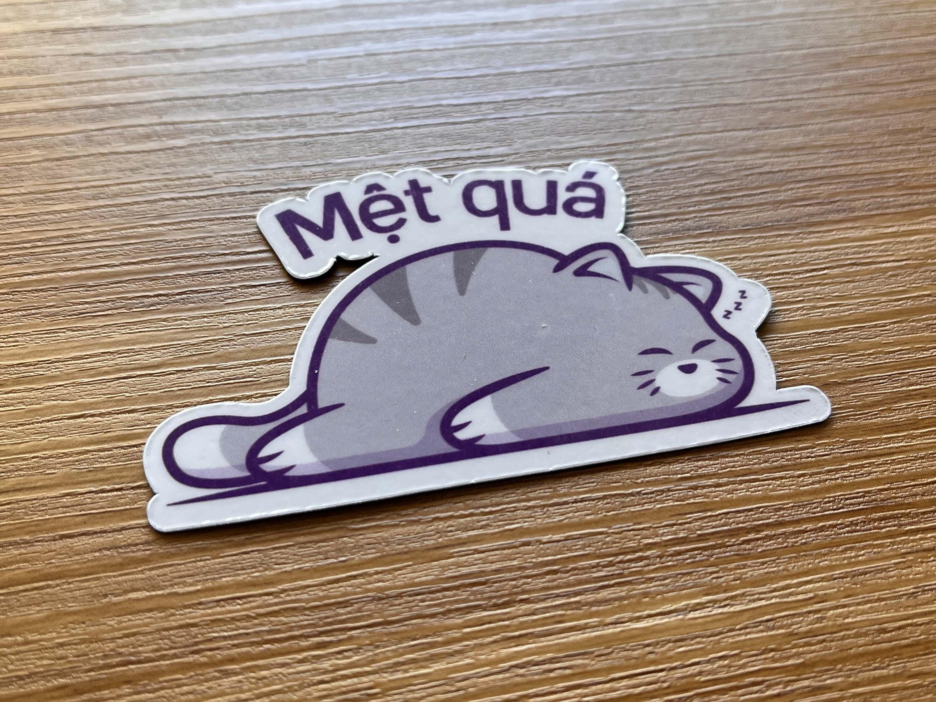 Mệt Quá Sticker|i'm so Tired|vietnamese Joke Gift|funny Cat Sticker ...