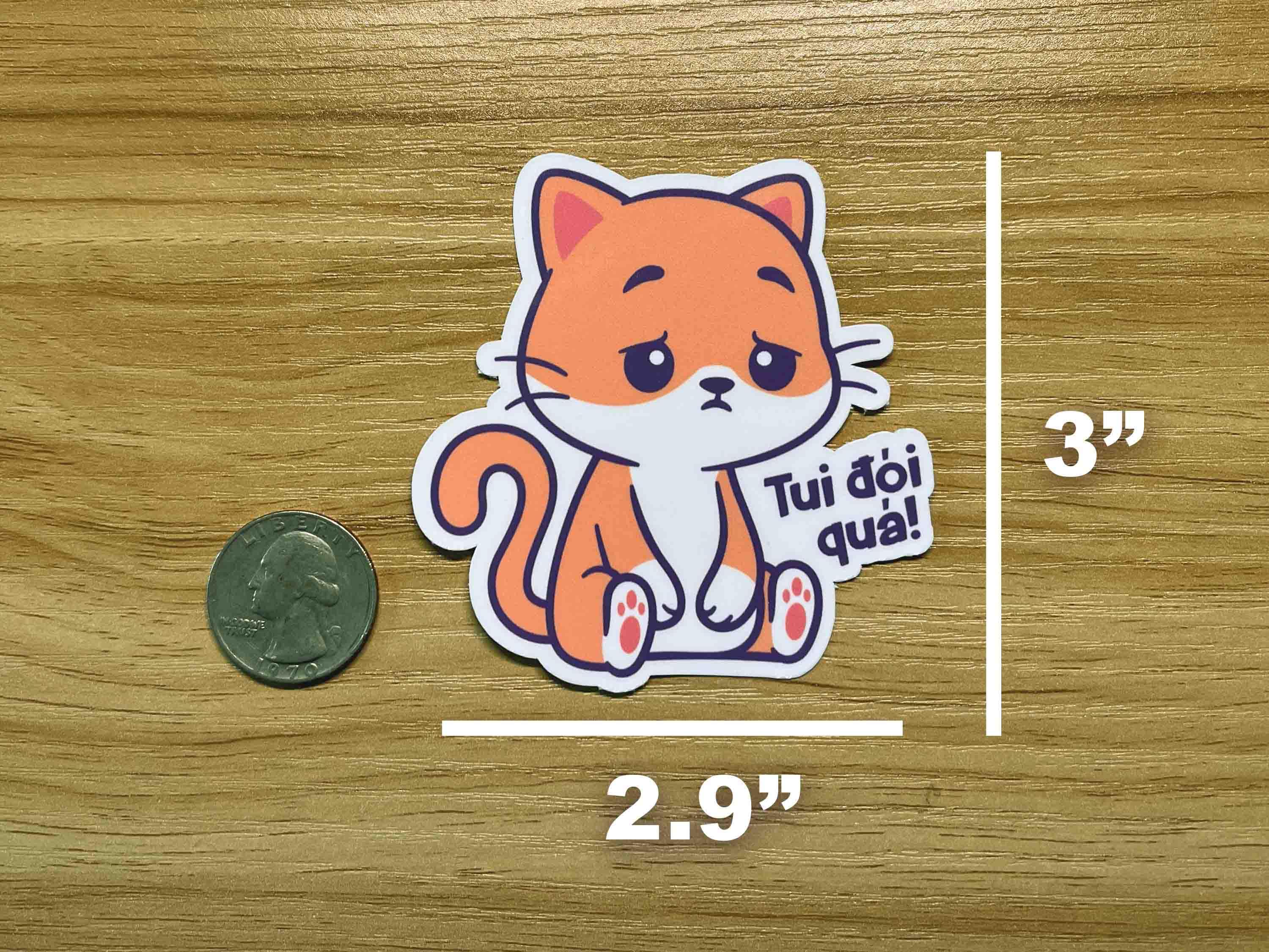 Tui đói Quá Sticker|i’m so Hungry|vietnamese Joke Gift|funny Cat ...