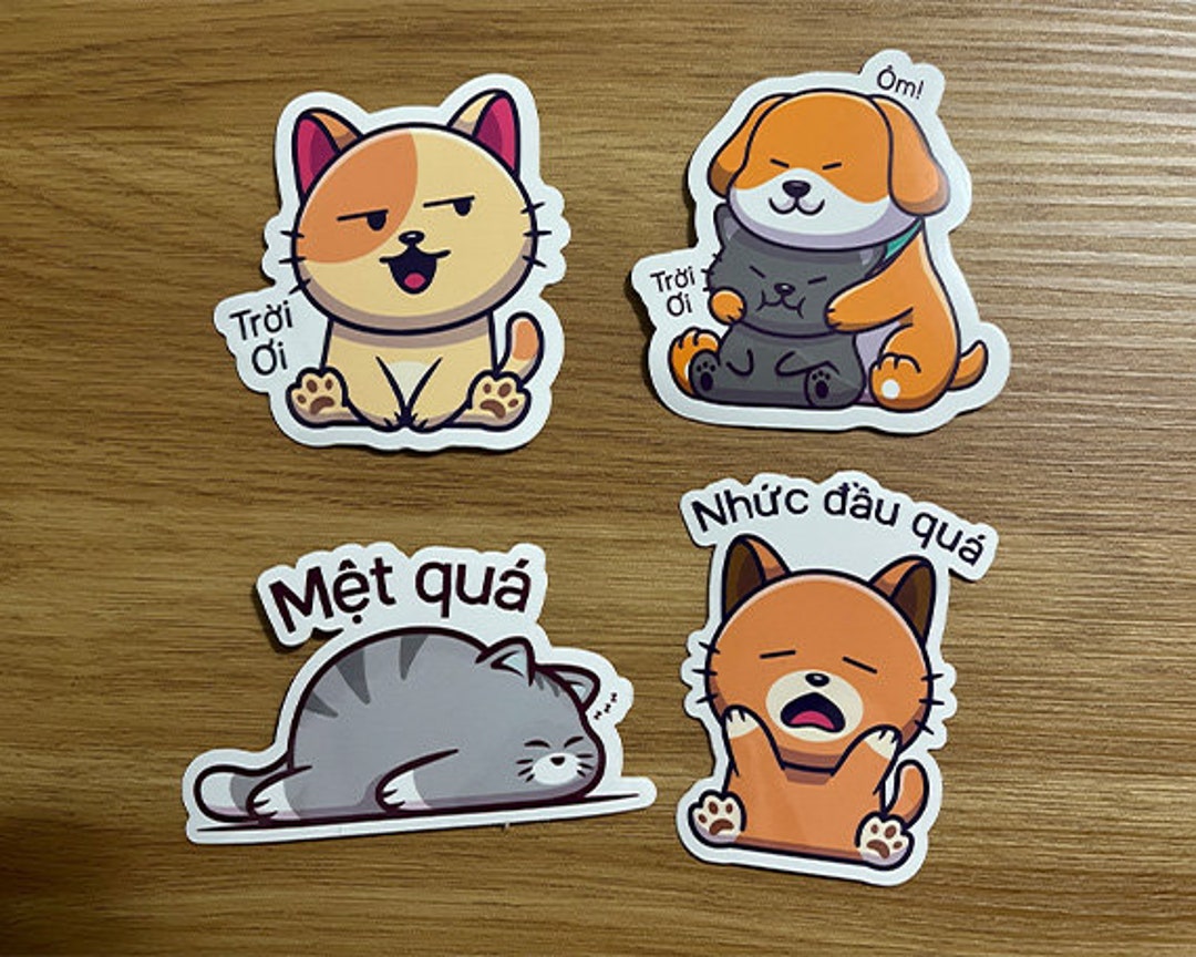 Vietnamese Funny Cat Sticker Packvietnamese Humor Stickerfunny ...