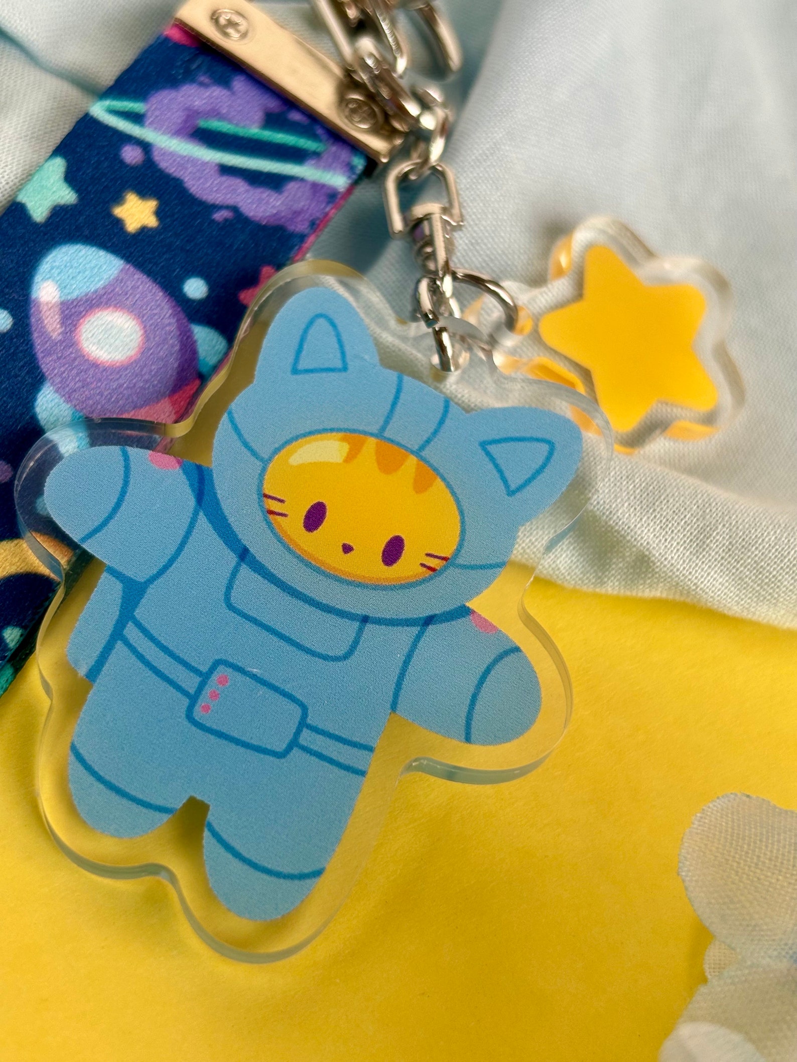 Galaxy Cat Keychain Acrylic Lanyard - Etsy
