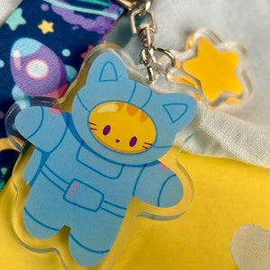 Galaxy Cat Keychain Acrylic Lanyard - Etsy