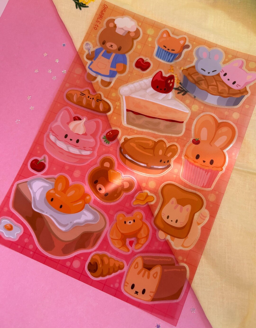 Bakery Bread Friends A5 Clear Sticker Sheet - Etsy