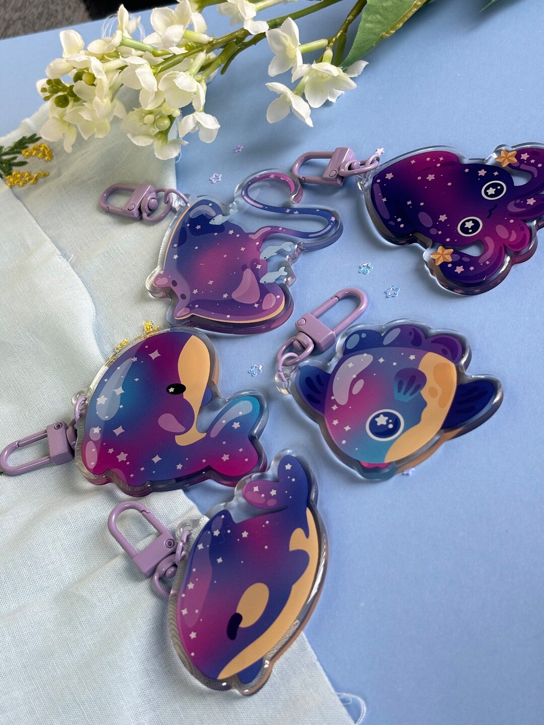 Galaxy Sea Creature Acrylic Keychain - Etsy