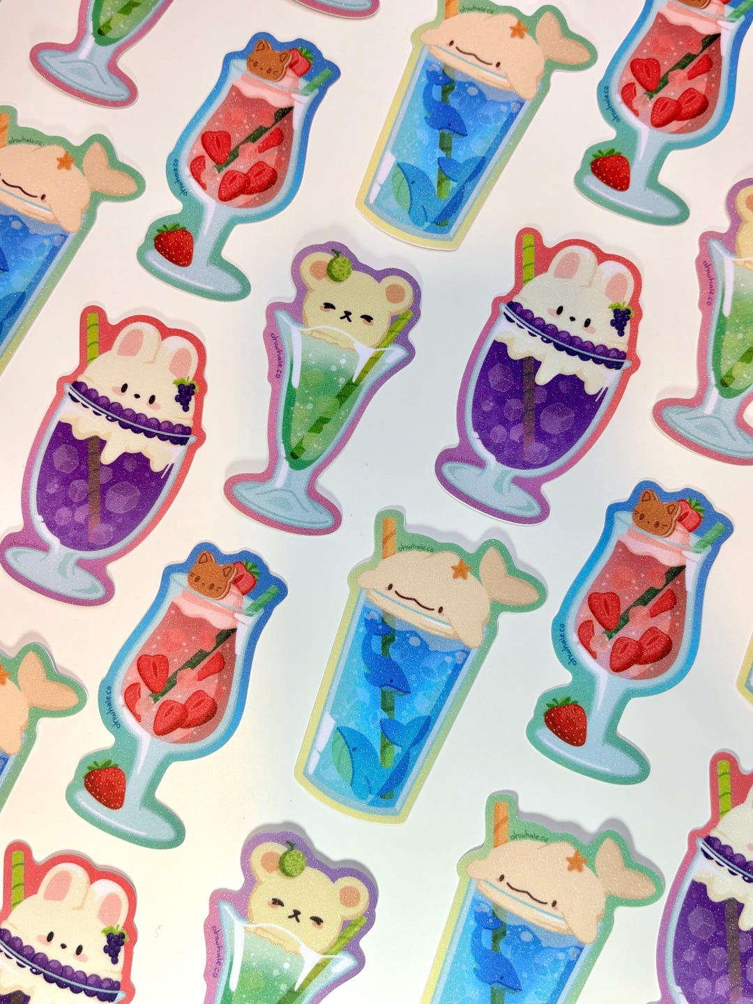 Kawaii Cute Drink Glitter Sticker - Etsy