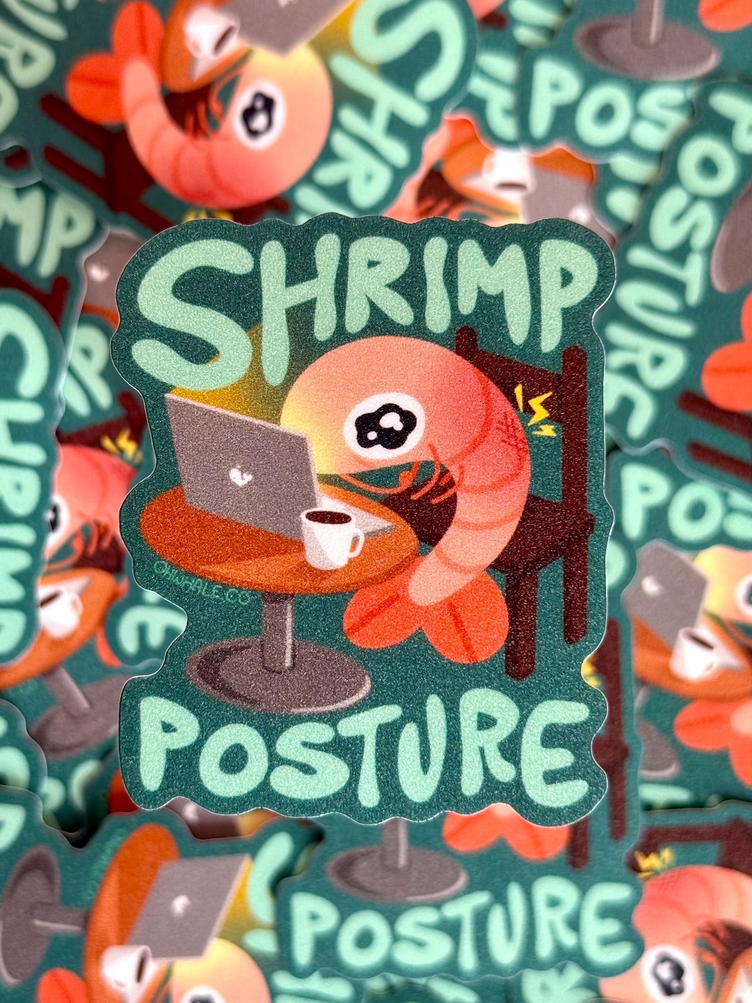 Bad Posture Shrimp Glitter Stickers - Etsy