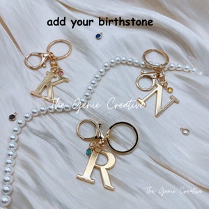 Gold Initial Keychain Letter Charm Gold Key Chain Aesthetic Bag ...