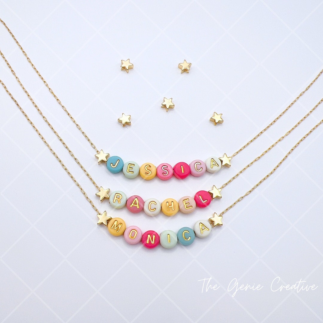 Kids Name Necklace Gift for Girls Name Necklace Colorful Beads Name ...