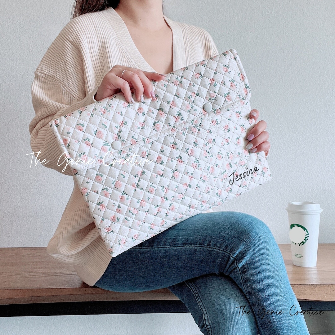 Quilted Floral Laptop Sleeve Personalized Laptop Case Quilted - Etsy