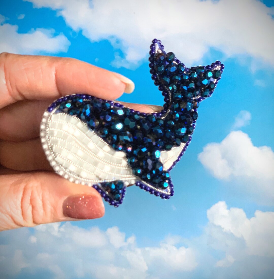 Blue Whale Beaded Brooch Exclusive Handmade Jewelry - Etsy
