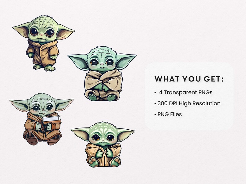 Digital Cartoon Baby Yoda Downloadable Sticker Star Wars Clip - Etsy