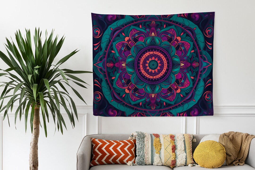 Mandala Tapestry Aesthetic, Bohemian Tapestry Wall Hanging Vintage ...