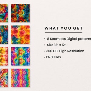 Tie Dye Digital Paper Seamless Pattern Pack - Digital Paper, Tie Die ...