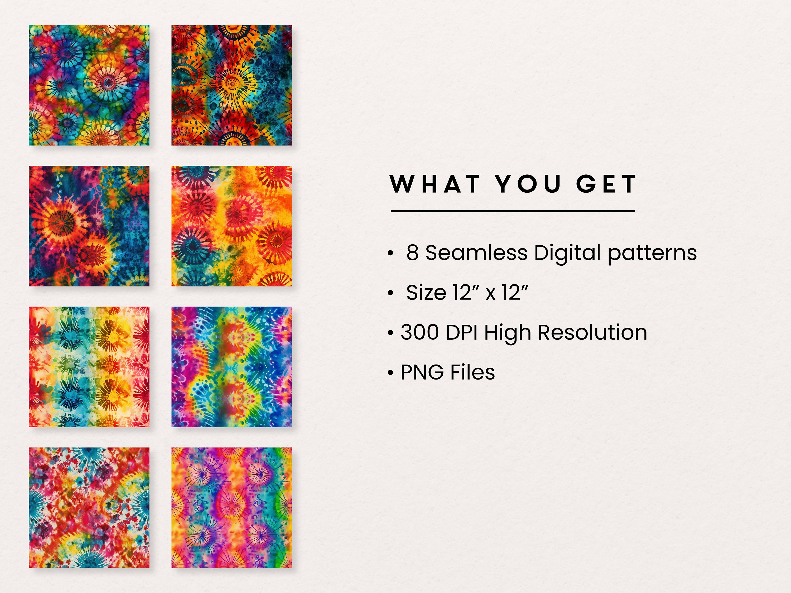 Tie Dye Digital Paper Seamless Pattern Pack - Digital Paper, Tie Die ...