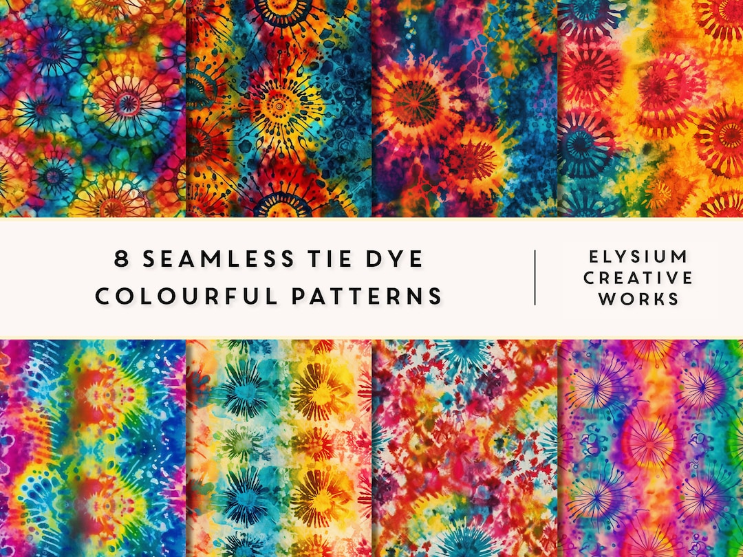 Tie Dye Digital Paper Seamless Pattern Pack - Digital Paper, Tie Die ...