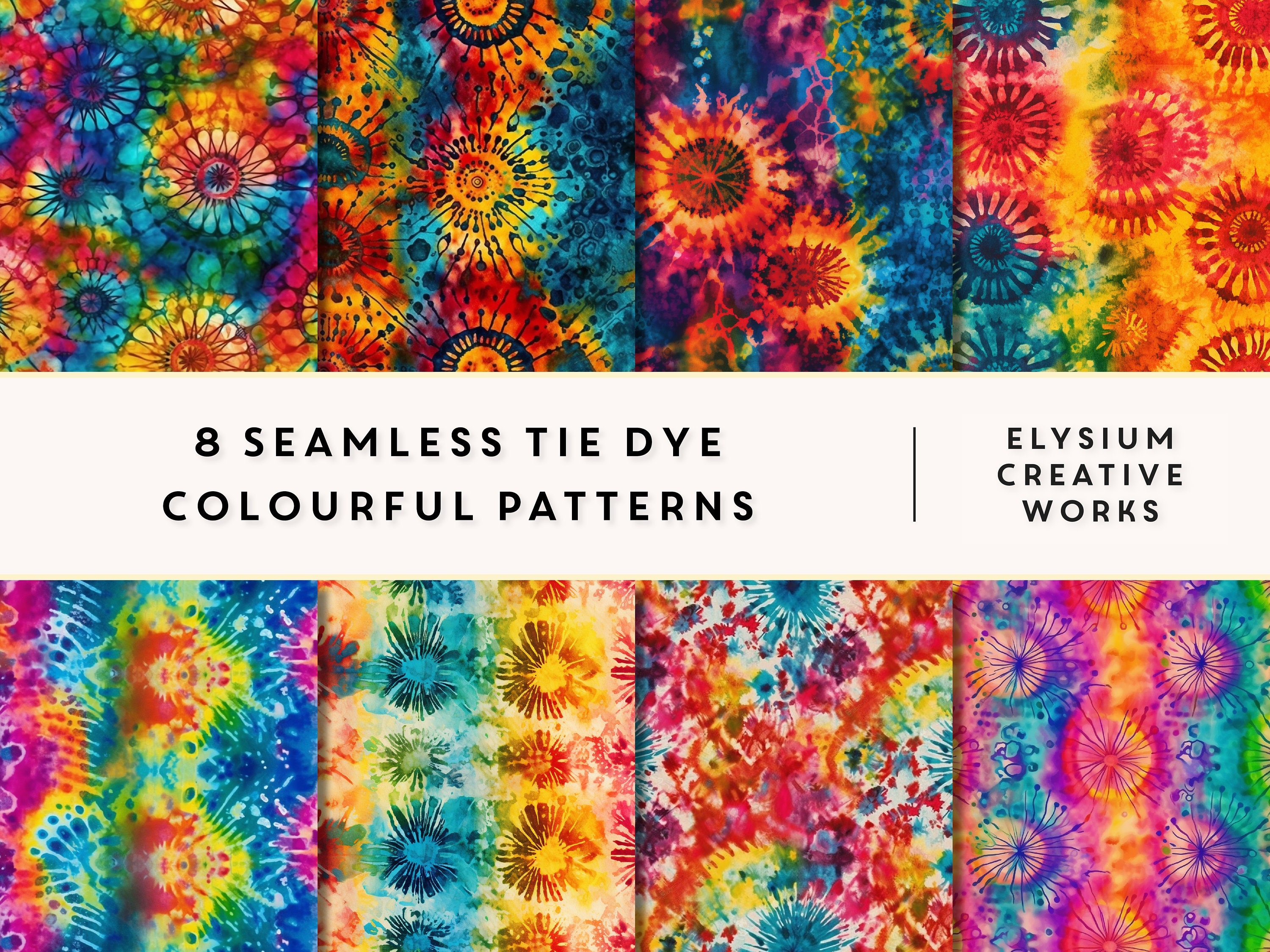 Tie Dye Digital Paper Seamless Pattern Pack - Digital Paper, Tie Die ...