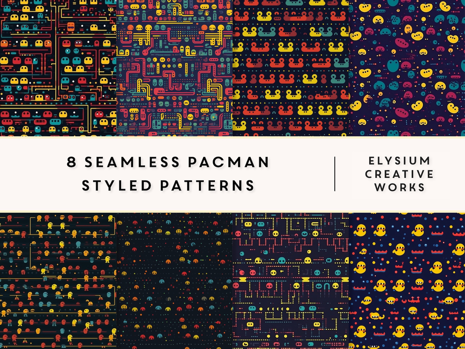 Pacman Digital Paper Seamless Pattern Pack Digital Paper, Pacman Styled ...