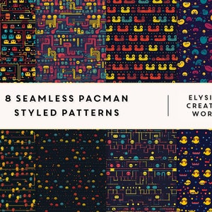 Pacman Digital Paper Seamless Pattern Pack - Digital Paper, Pacman ...