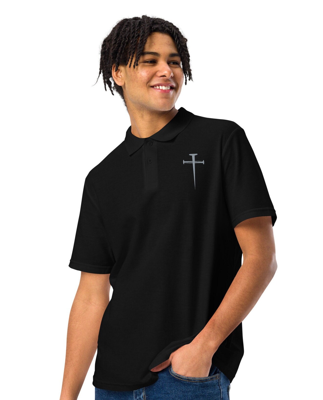 Christian polo shirt nails Embroidered Polo Shirts sold by Rae Blurred ...