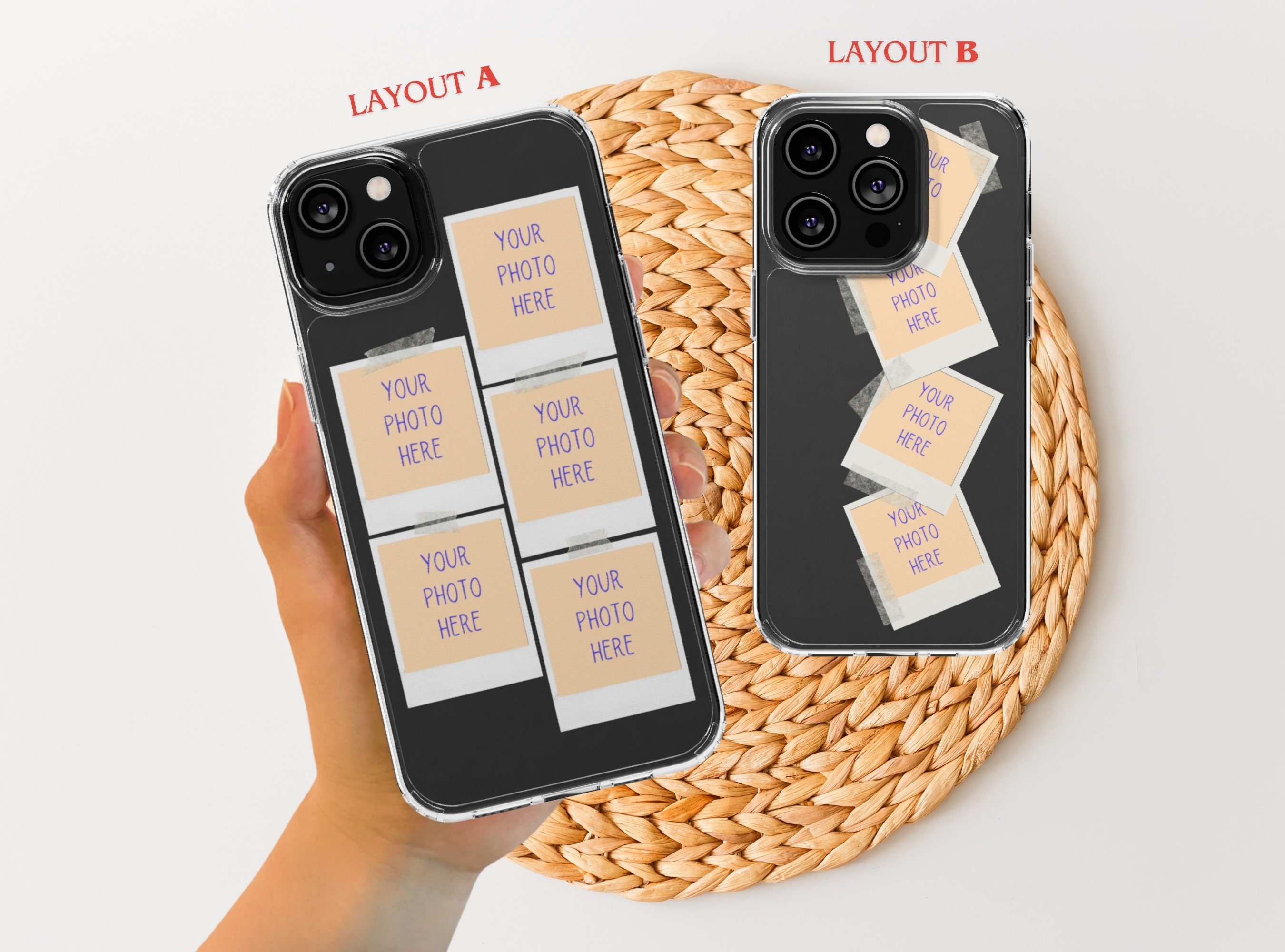 Aesthetic Polaroid Photo Collage Phone Case Personalized Vintage Clear ...