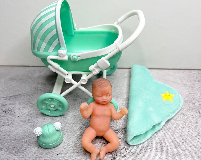 Zuru My Mini Baby - Green Stroller Set - Mini Silicone Baby Doll ...