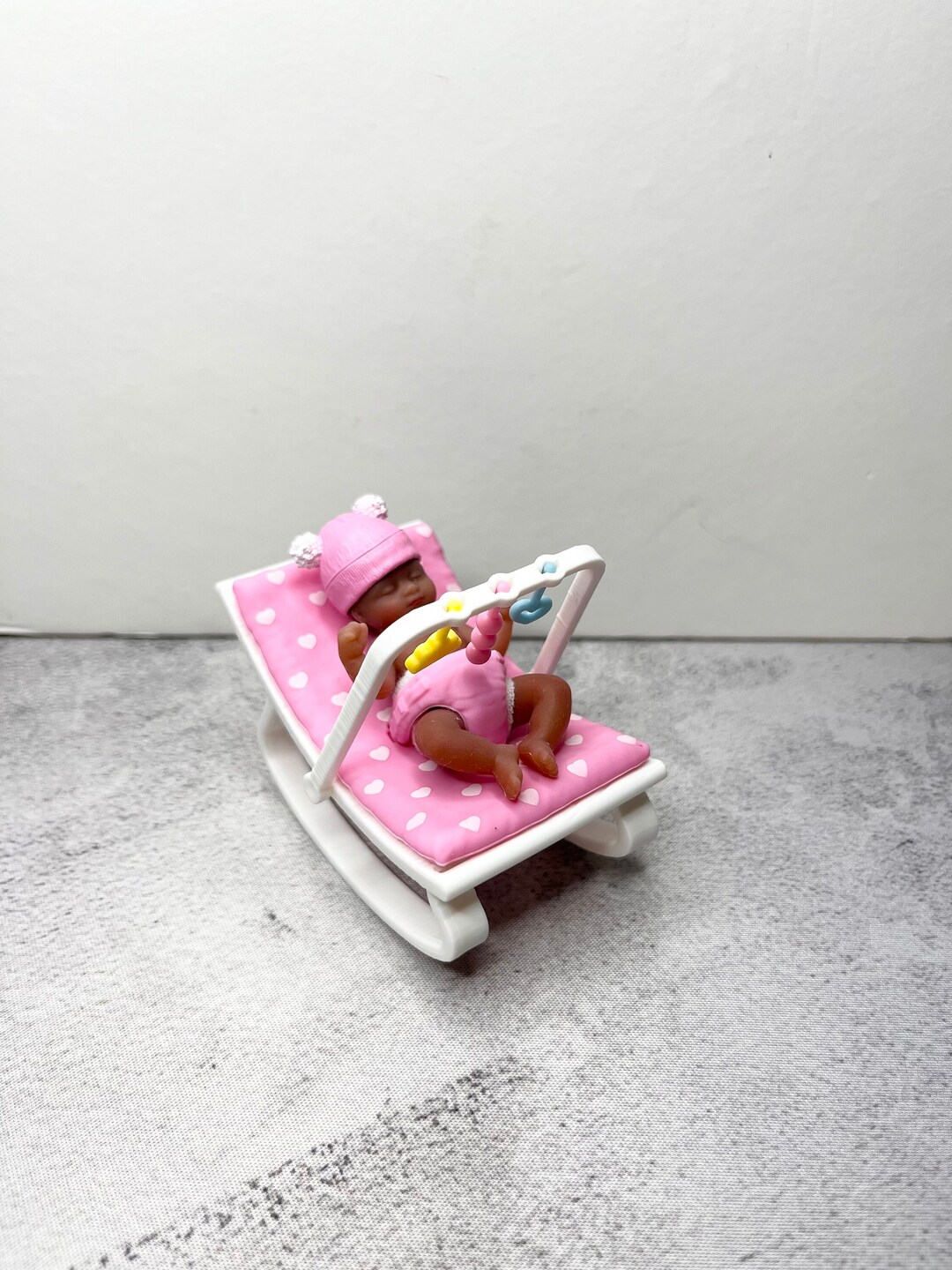 Zuru My Mini Baby Pink Rocker Cradle Set Mini Silicone Baby Doll ...