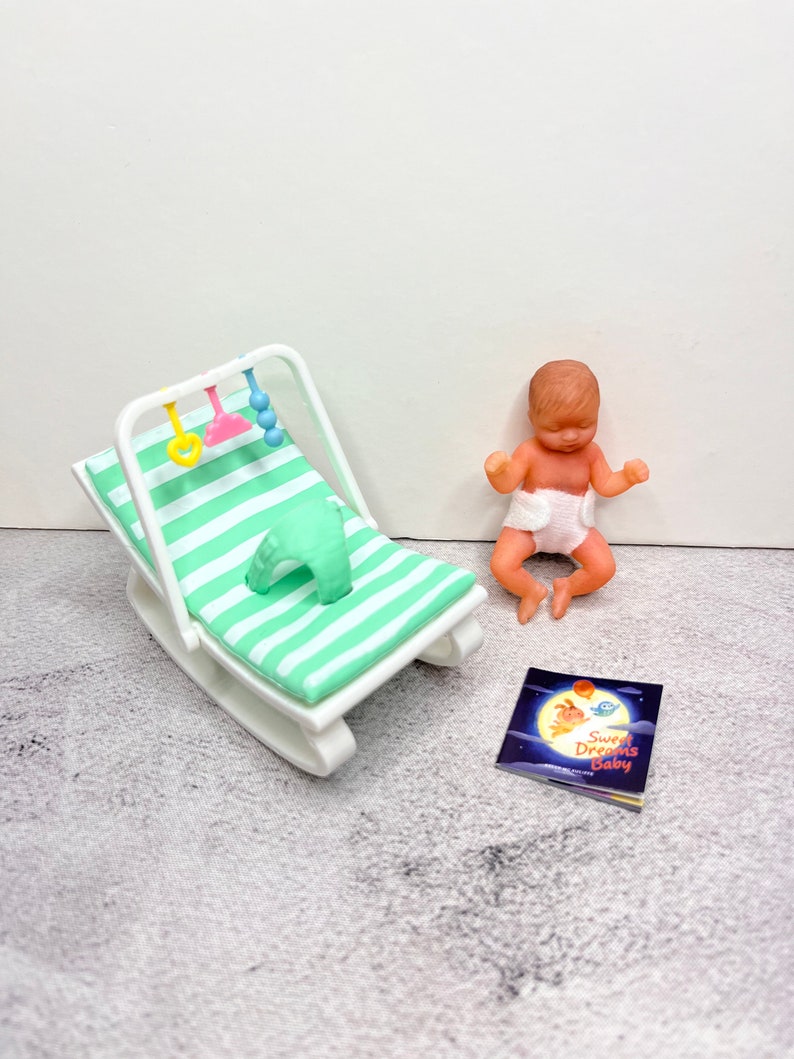 Zuru My Mini Baby Green Rocker Cradle Set Mini Silicone Baby Doll ...