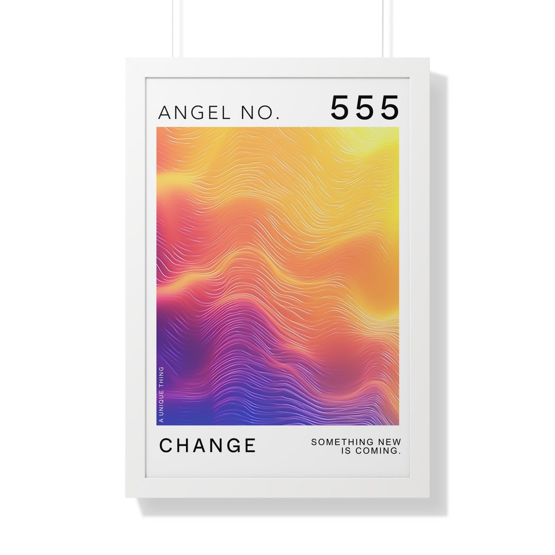 555 Angel Number Poster, 555 Poster, Positive Aura Wall Art, Yellow ...