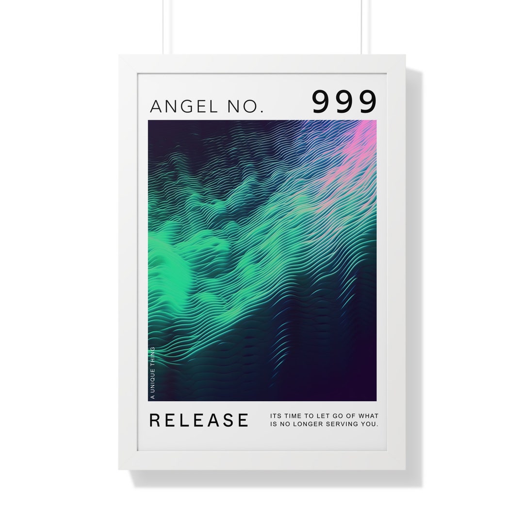 999 Angel Number Poster, 999 Poster, Positive Aura Wall Art, Blue Print ...