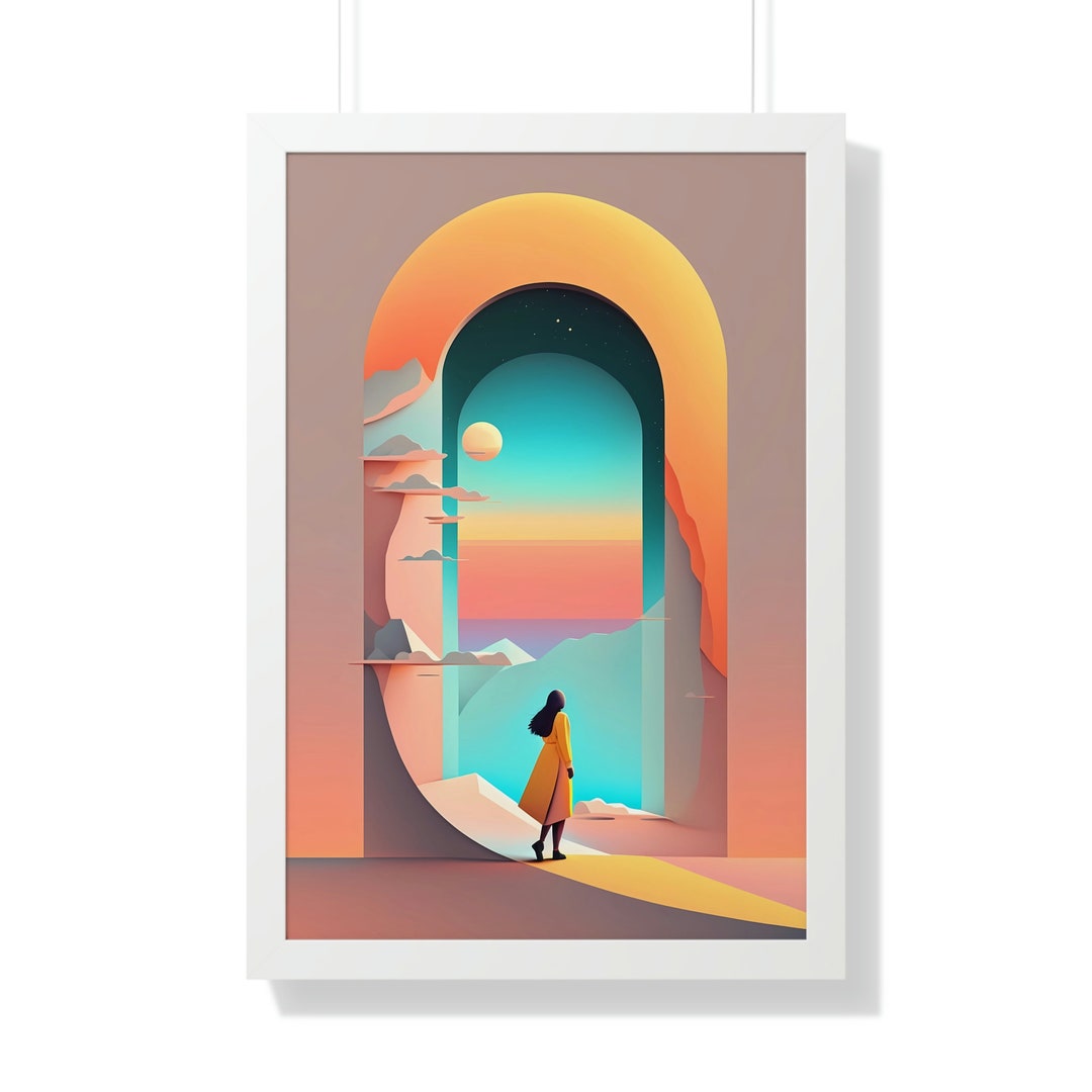 Threshold of Serenity- Retro Gradient Poster, Framed Poster, Aesthetic ...