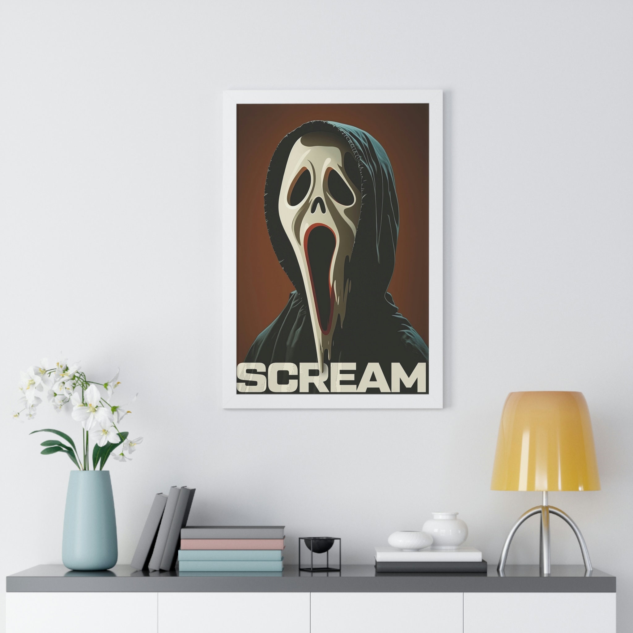 Ghostface Wall Art, Rolled Canvas Movie Poster Gift, Framed Poster ...