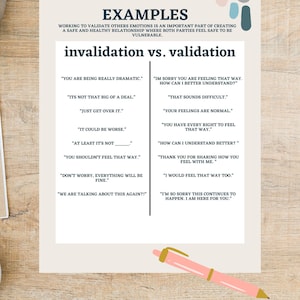 Emotional Validation Informational Worksheet, Validation, Couples ...
