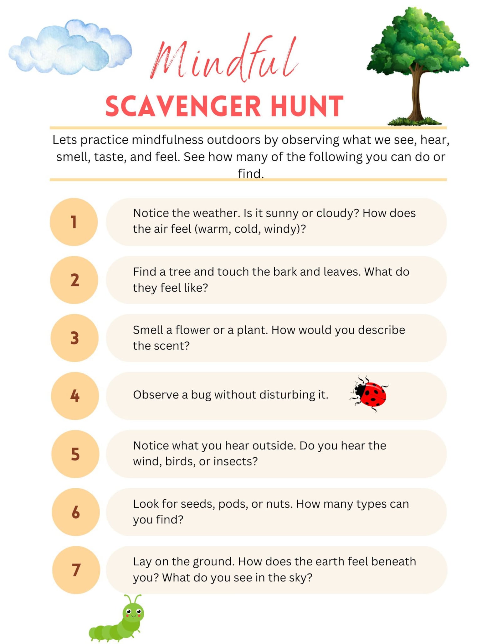 Mindfulness Scavenger Hunt, Kids Mindfulness Activity, Classroom ...