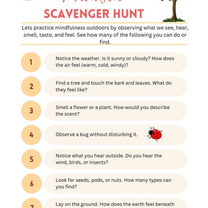 Mindfulness Scavenger Hunt, Kids Mindfulness Activity, Classroom ...