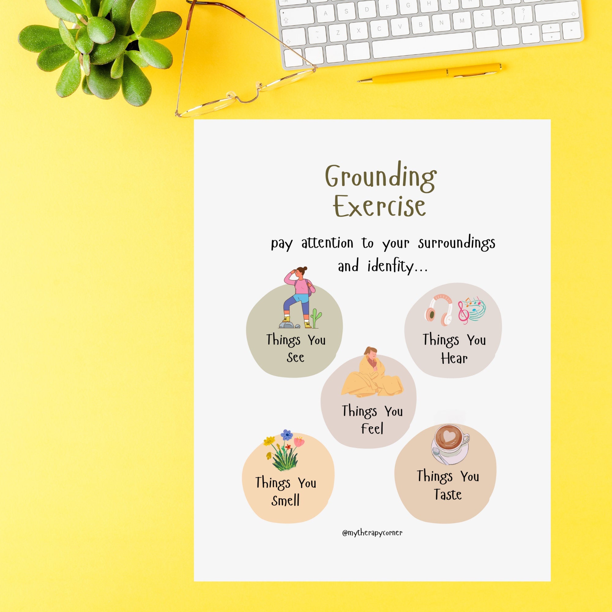 Grounding Skills Worksheet, Therapy Tools, Therapy Worksheets ...