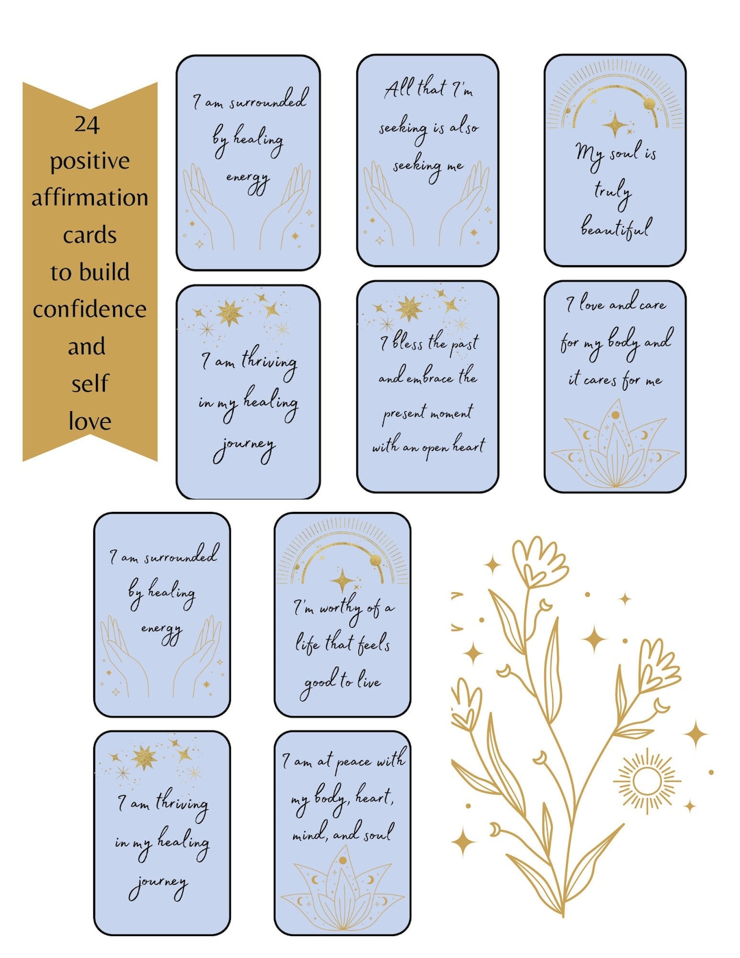 Spiritual Positive Affirmation 24 Card Set, Affirmations, Self-esteem ...
