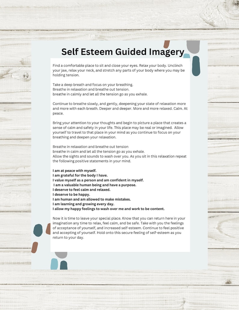 Self Esteem Guided Imagery Script, Relaxation, Guided Imagery, Self ...