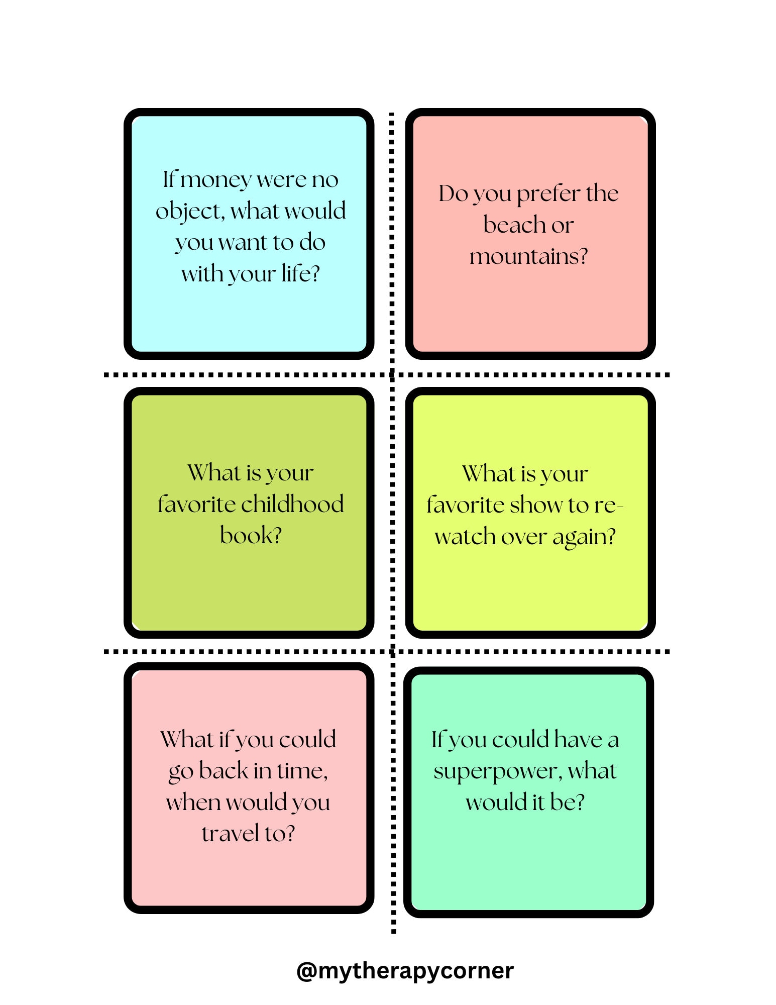 Ice Breaker Question- Set of 50 Cards, Group Therapy Tools, Fun ...