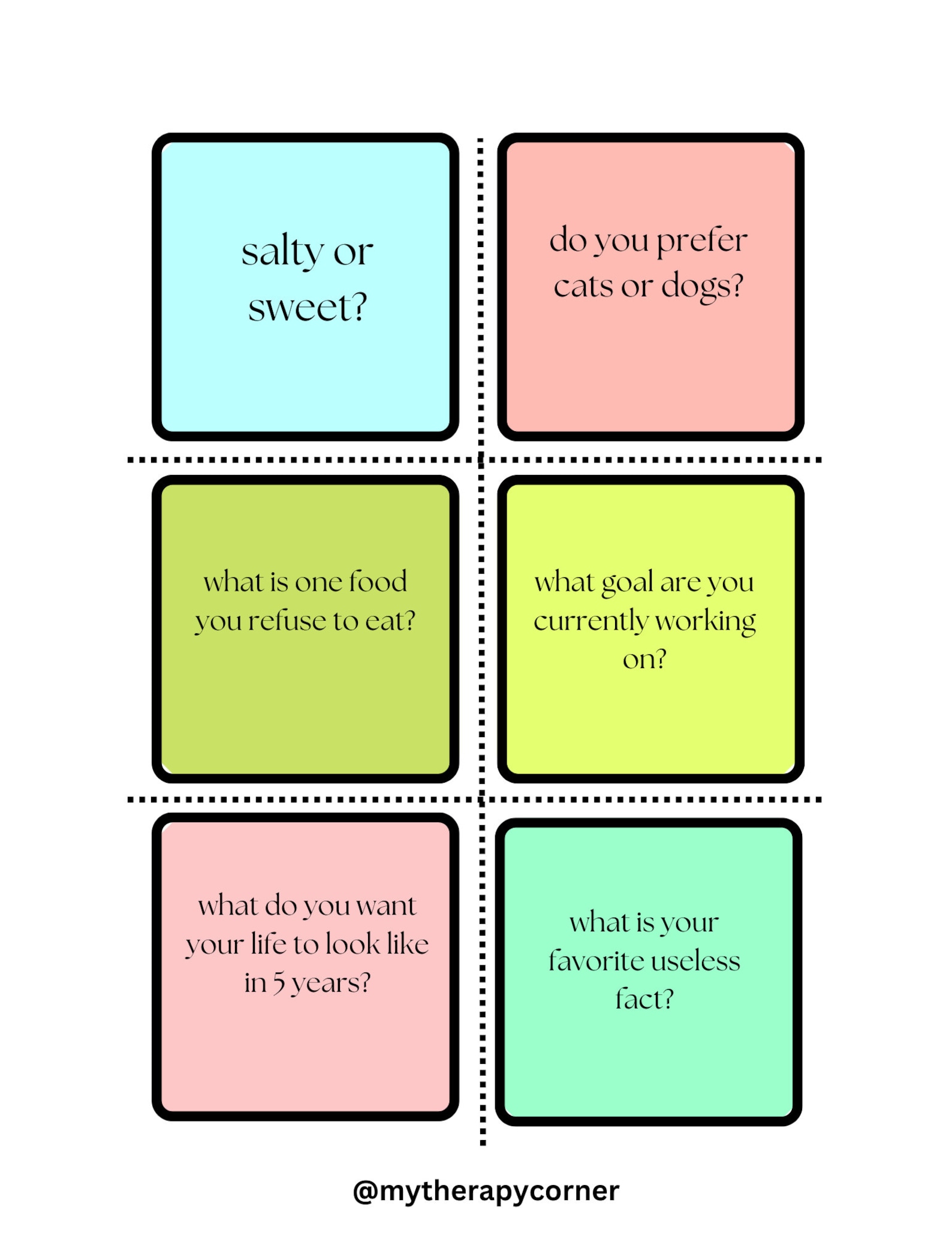 Ice Breaker Question- Set of 50 Cards, Group Therapy Tools, Fun ...