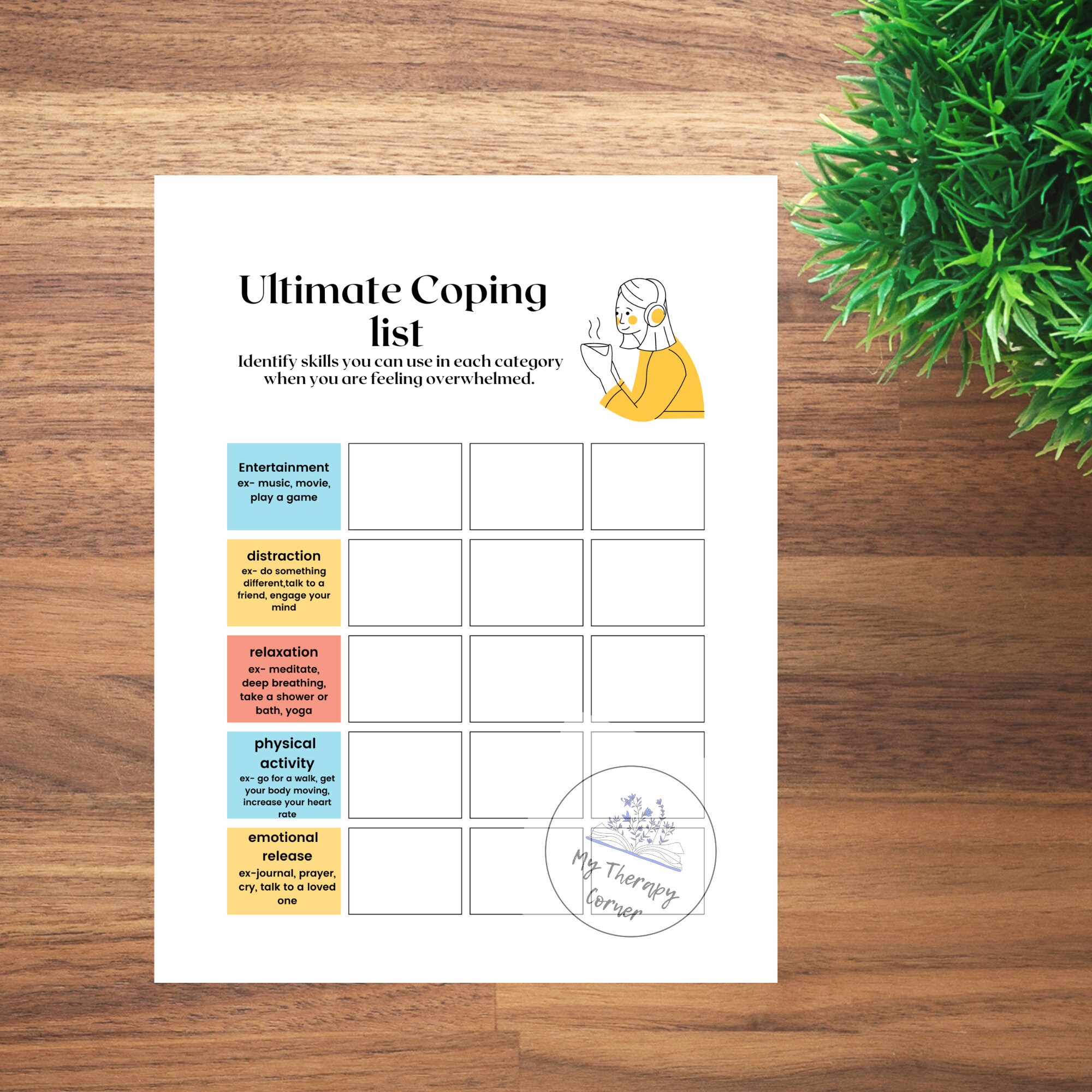 Coping Skills Worksheet, Anxiety, Depression, Coping, Mental Health ...