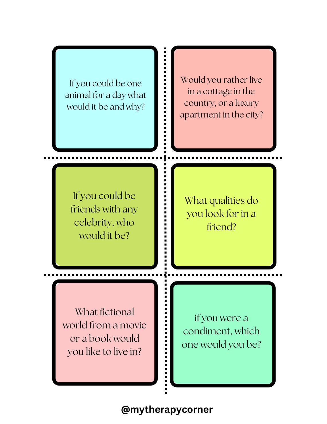 Ice Breaker Question- Set of 50 Cards, Group Therapy Tools, Fun ...