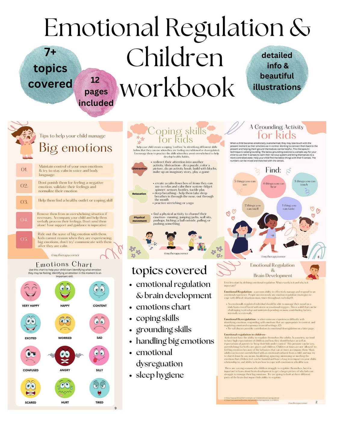 Emotional Regulation & Children Workbook, Therapy Tools, Therapist Aid ...