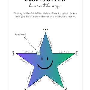 Deep Breathing Star Worksheet, Kids Coping Skills (digital Download) - Etsy