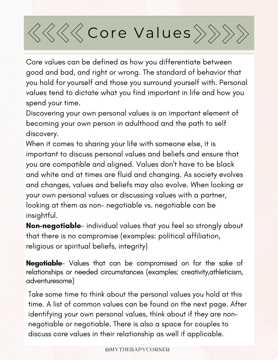 Core Values Bundle, Values, Couples Therapy, Marriage, Compatibility ...