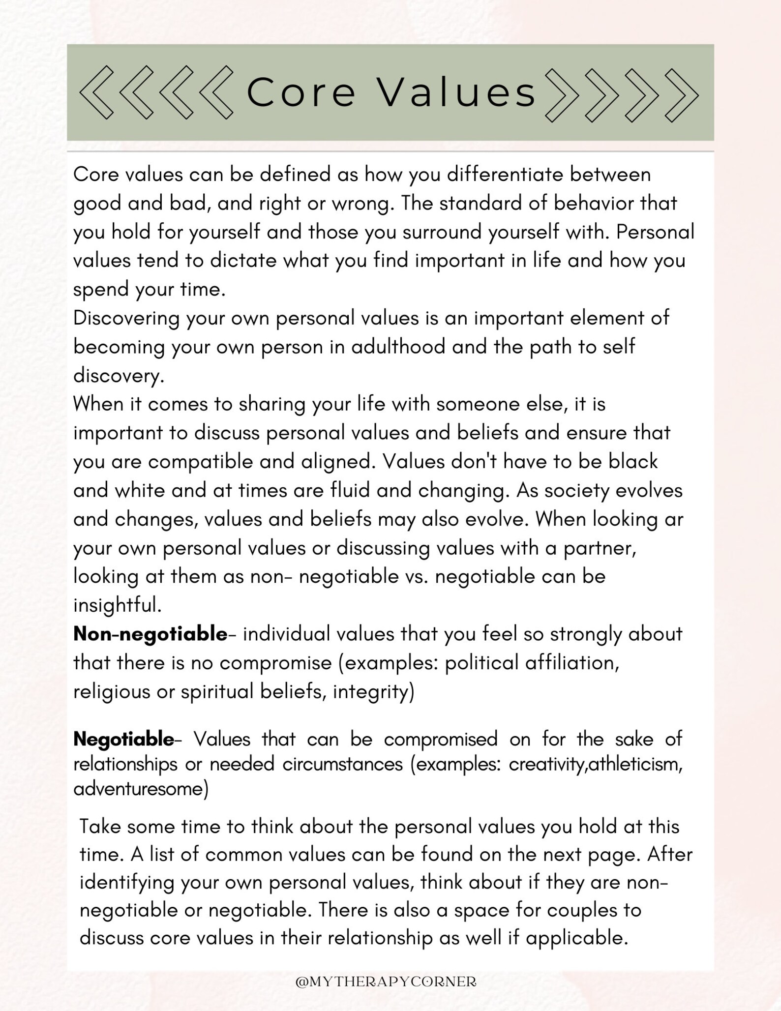 Core Values Bundle, Values, Couples Therapy, Marriage, Compatibility ...