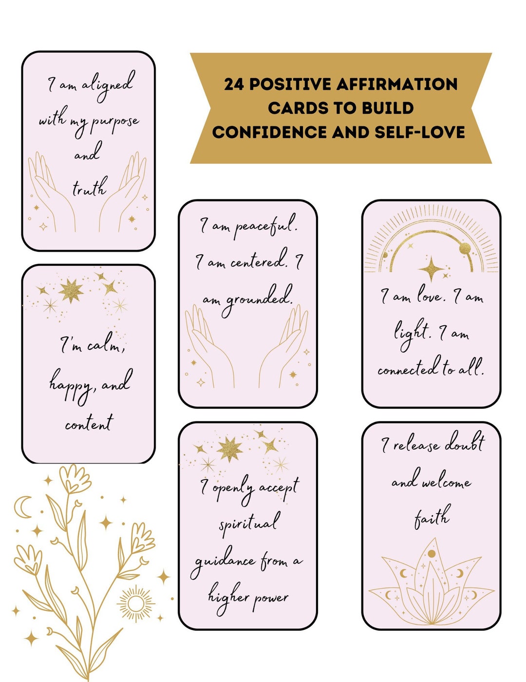 Spiritual Positive Affirmation Card Set, Affirmations, Self-esteem ...