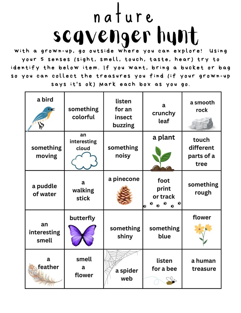 Nature Scavenger Hunt for Kids, Screen-free Activity, Summer Outdoor ...